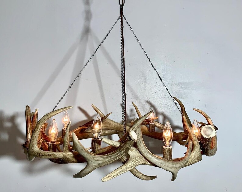 The Halo – Real Elk, Mule Deer & Whitetail Antler Chandelier | 6-light ...