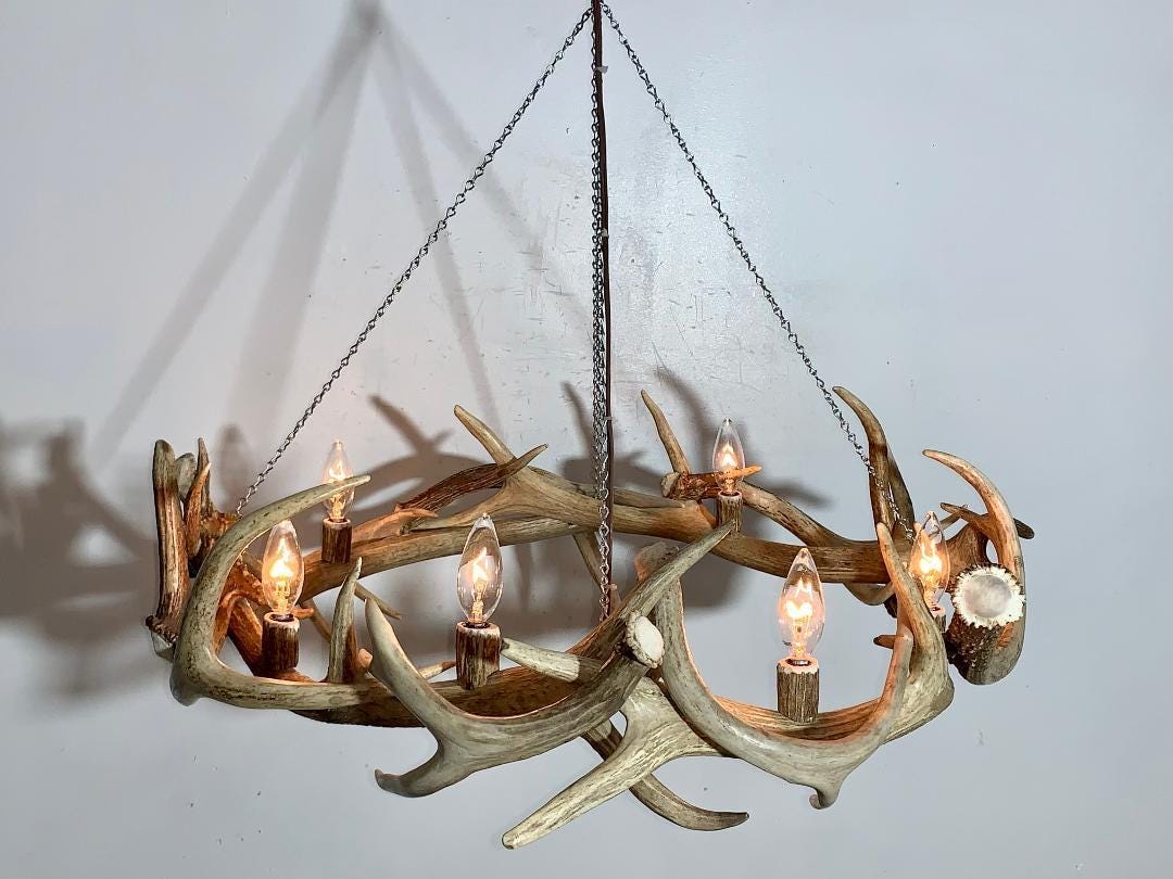 The Halo – Real Elk, Mule Deer & Whitetail Antler Chandelier | 6-light ...