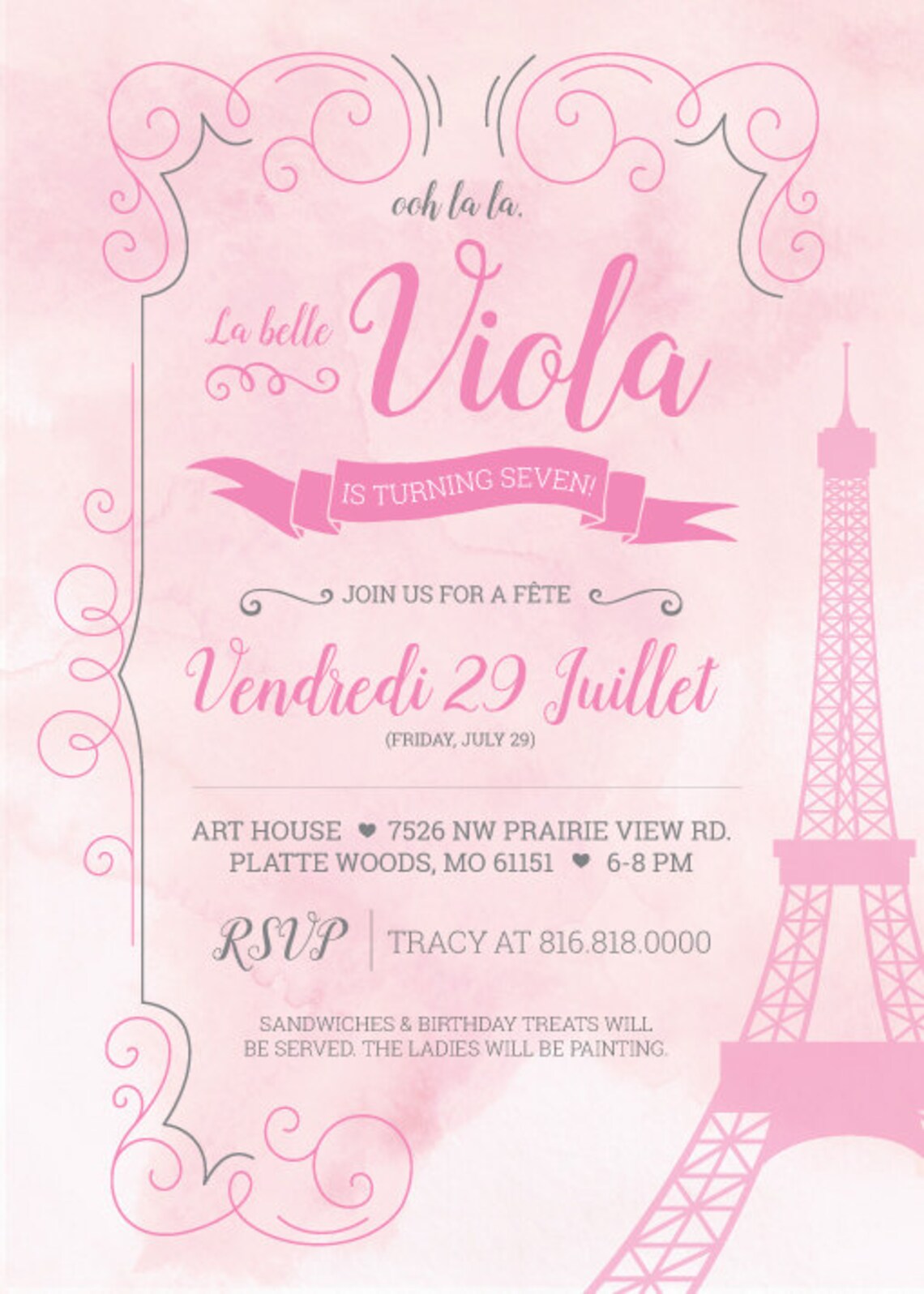 Paris Birthday Invitation / French Theme Party - Etsy