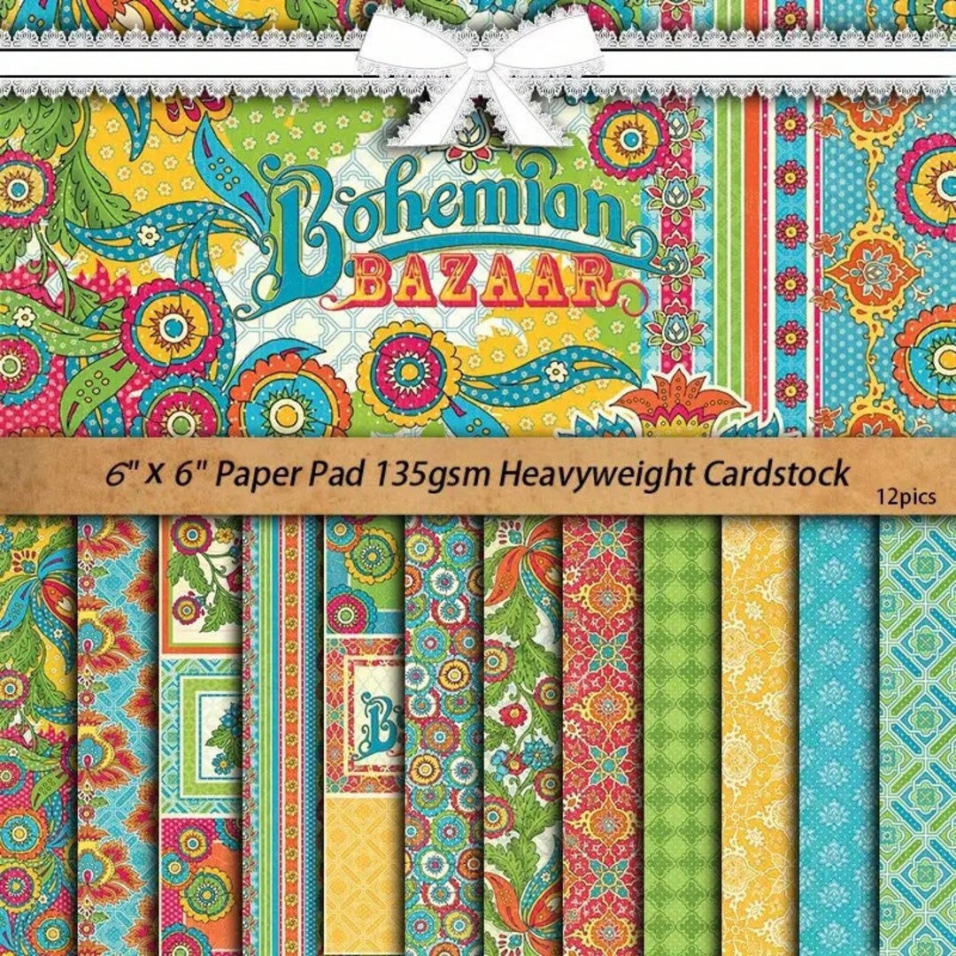 12 Sheets Bohemian Decorative Card Stock Paper, - Etsy