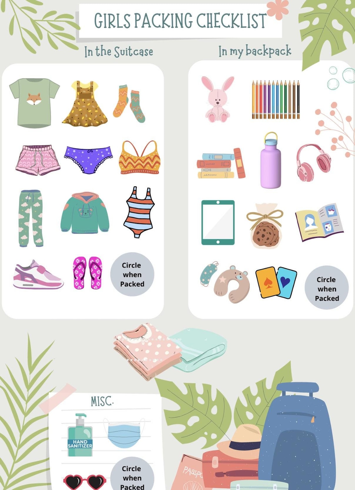 Packing Checklist for Girls – Fun & Easy Travel Planner PDF - Etsy