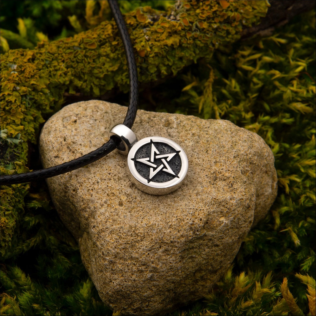 Inverted Pentagram Sterling Silver Pentacle Necklace Satanic Jewelry ...
