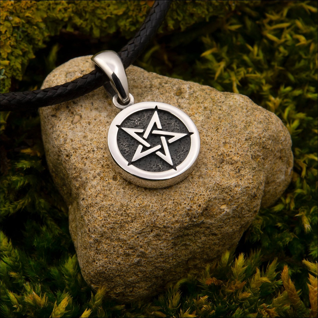 Inverted Pentagram Sterling Silver Pentacle Necklace Occult Pendant Satanic Jewelry Pentacle ...