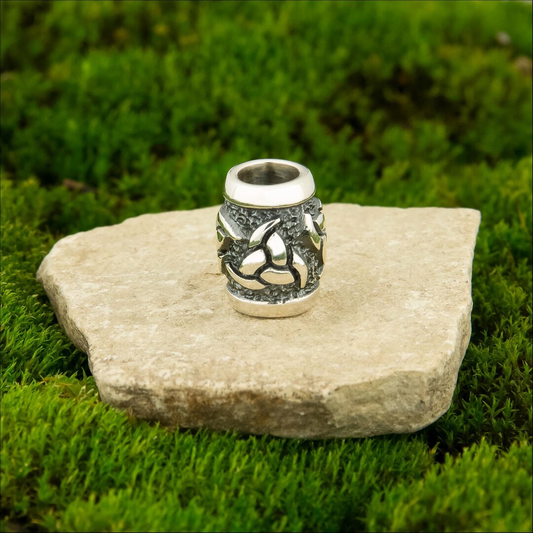 Viking Beard Beads Horns of Odin Bead Hair Rings Silver Paracord Bead ...