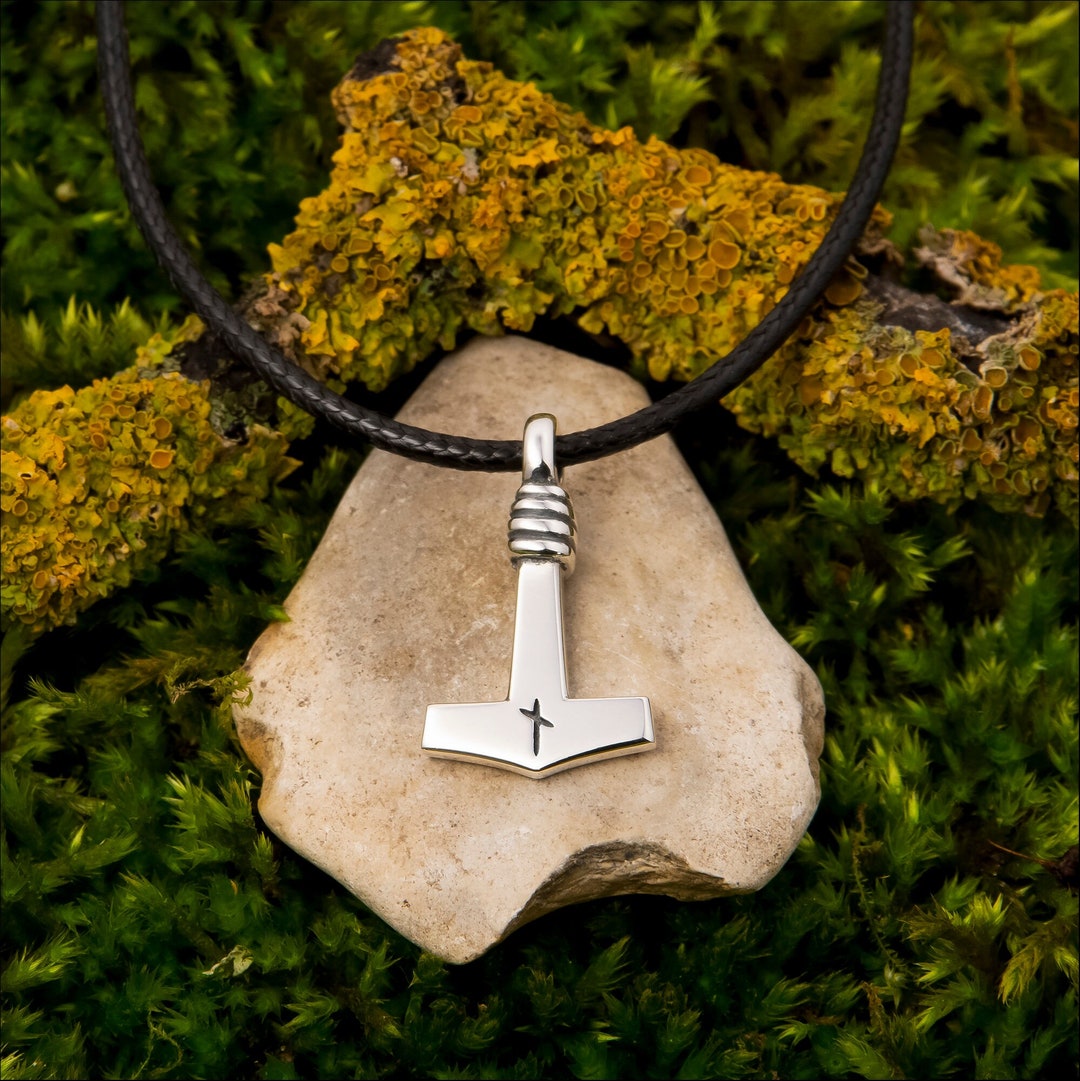 Mjolnir Pendant With Nauthiz Rune Silver Mjolnir Necklace Thor Hammer ...