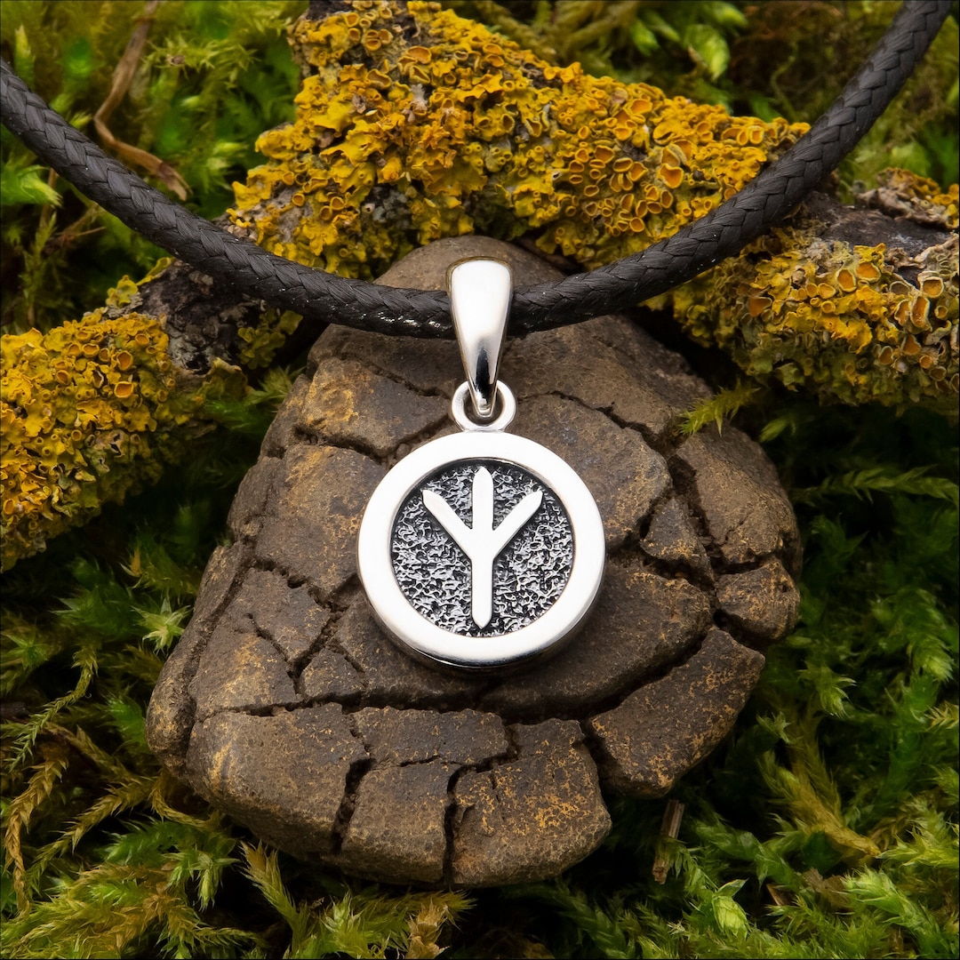 Algiz Rune Necklace Norse Runes Custom Rune 925 Silver Elder Futhark ...