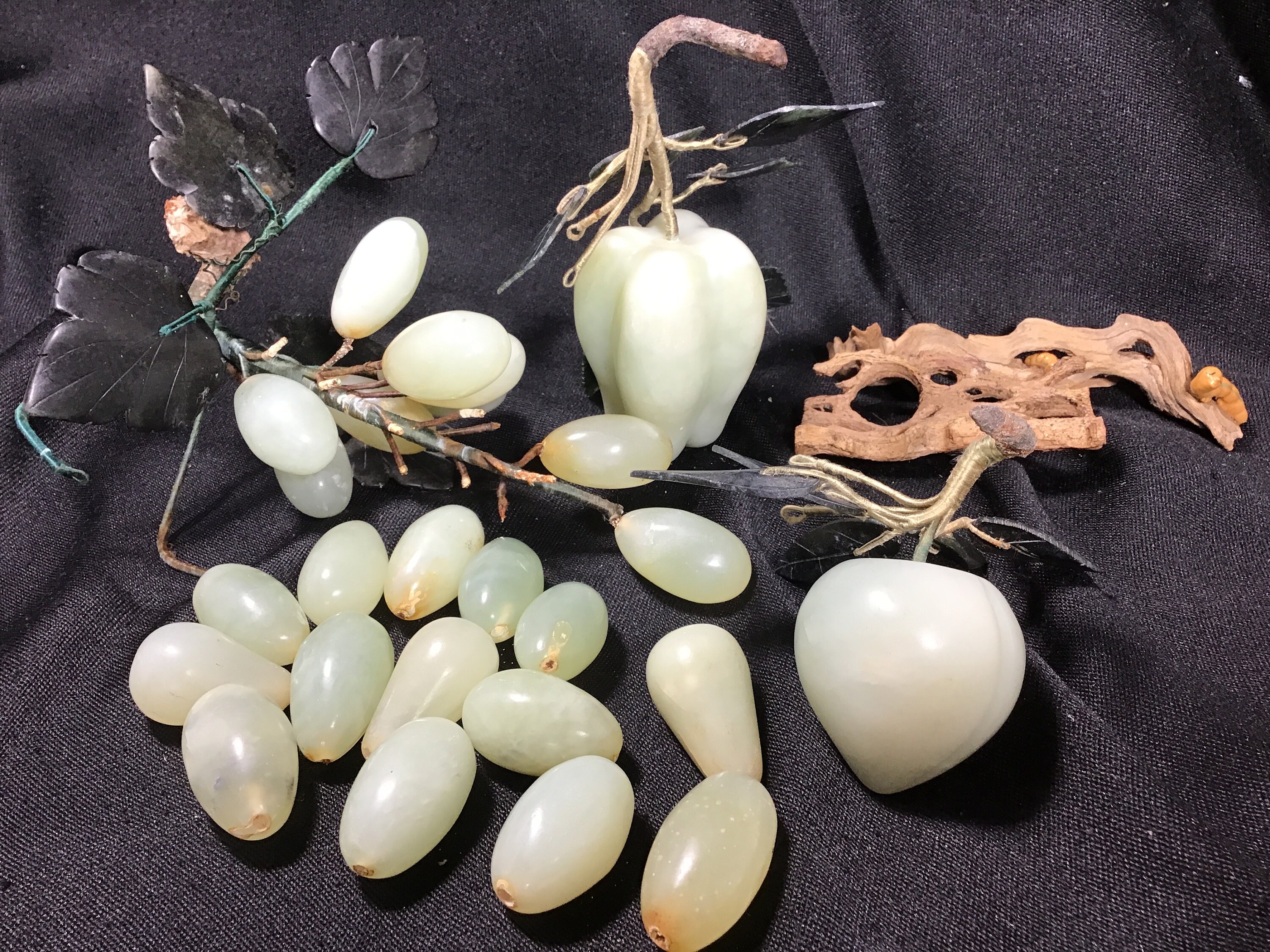 3 Pieces Jade Fruit With Leaves Imperfect Jade Arrangement - Etsy UK
