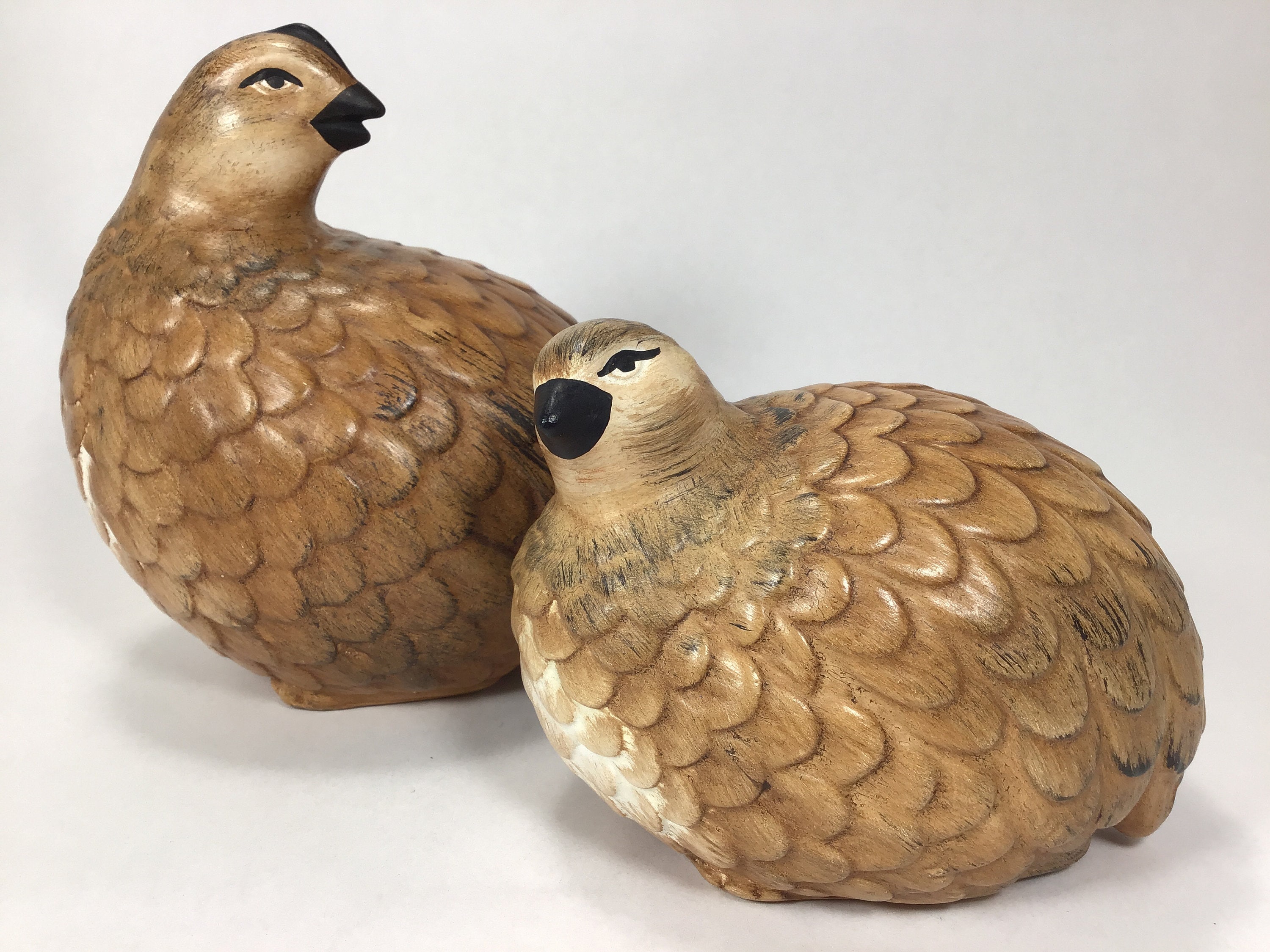 Pair Ceramic Quail / Partridge Hand Painted Ceramic Treasures | Etsy