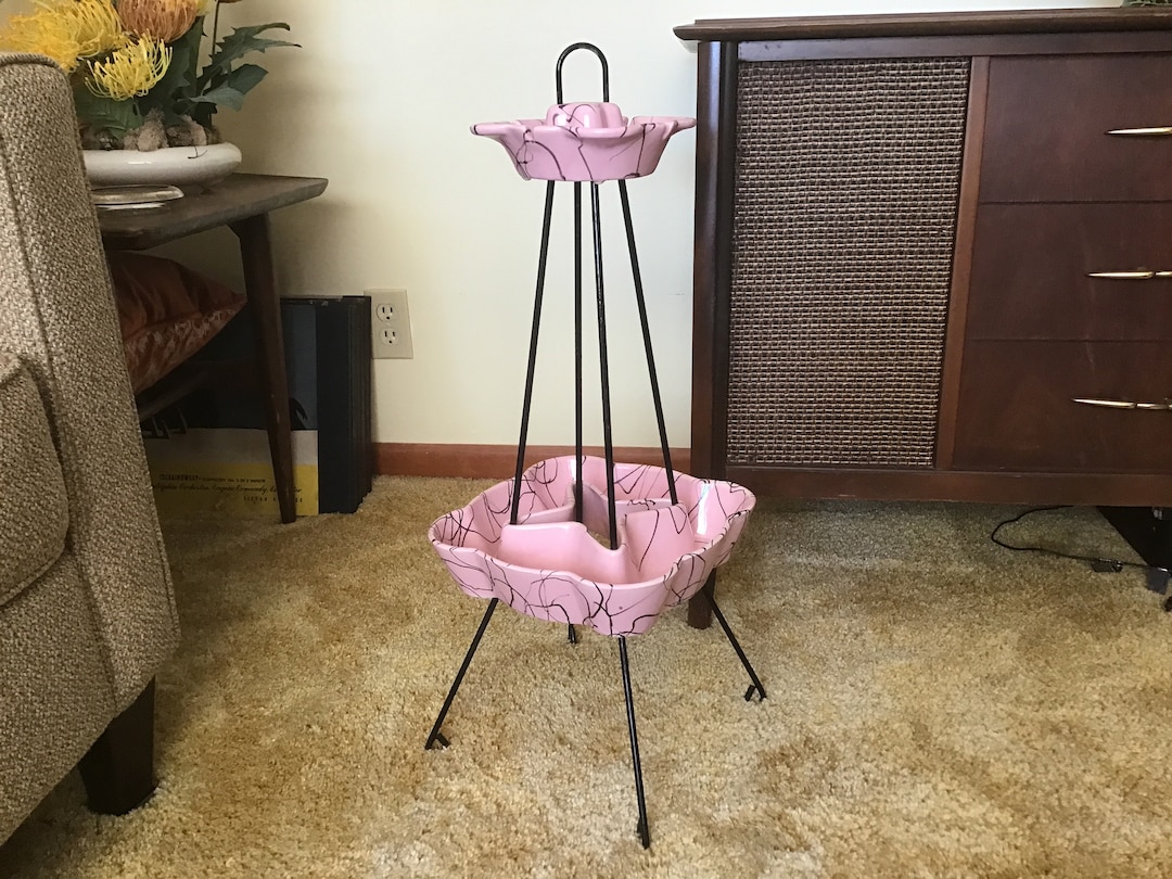 Hull Pink Ceramic Smoking Stand MCM Two Tier Planter Ashtray - Etsy