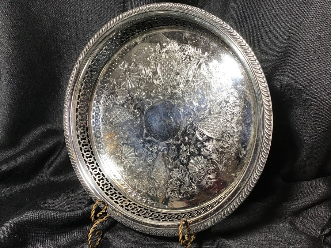 10” Towle Silver Plated Gallery Tray With Reticulated Sides - Etsy