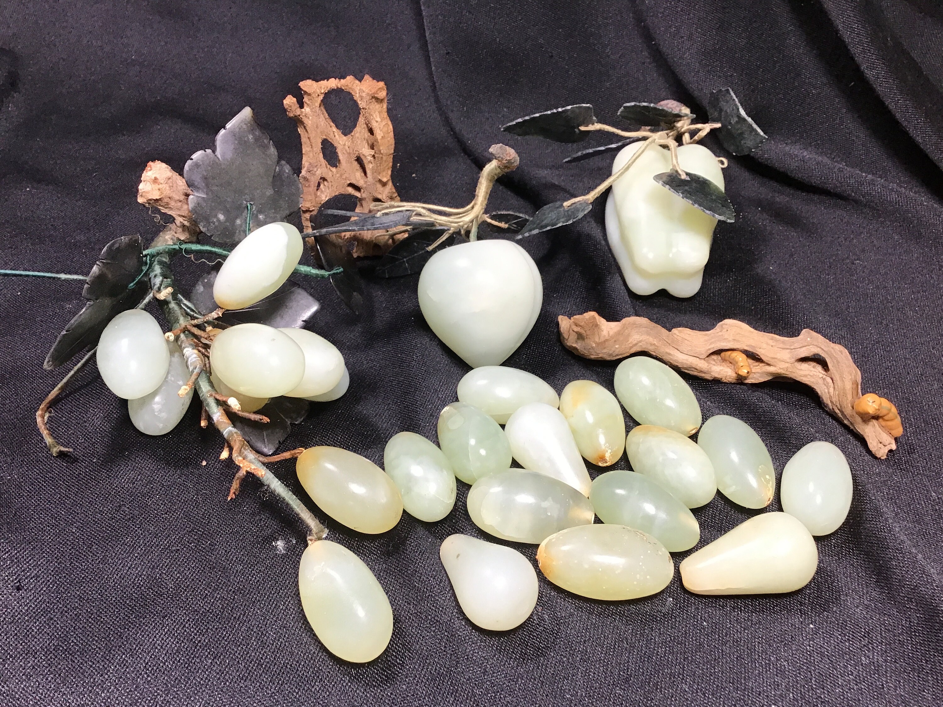 3 Pieces Jade Fruit With Leaves Imperfect Jade Arrangement - Etsy UK