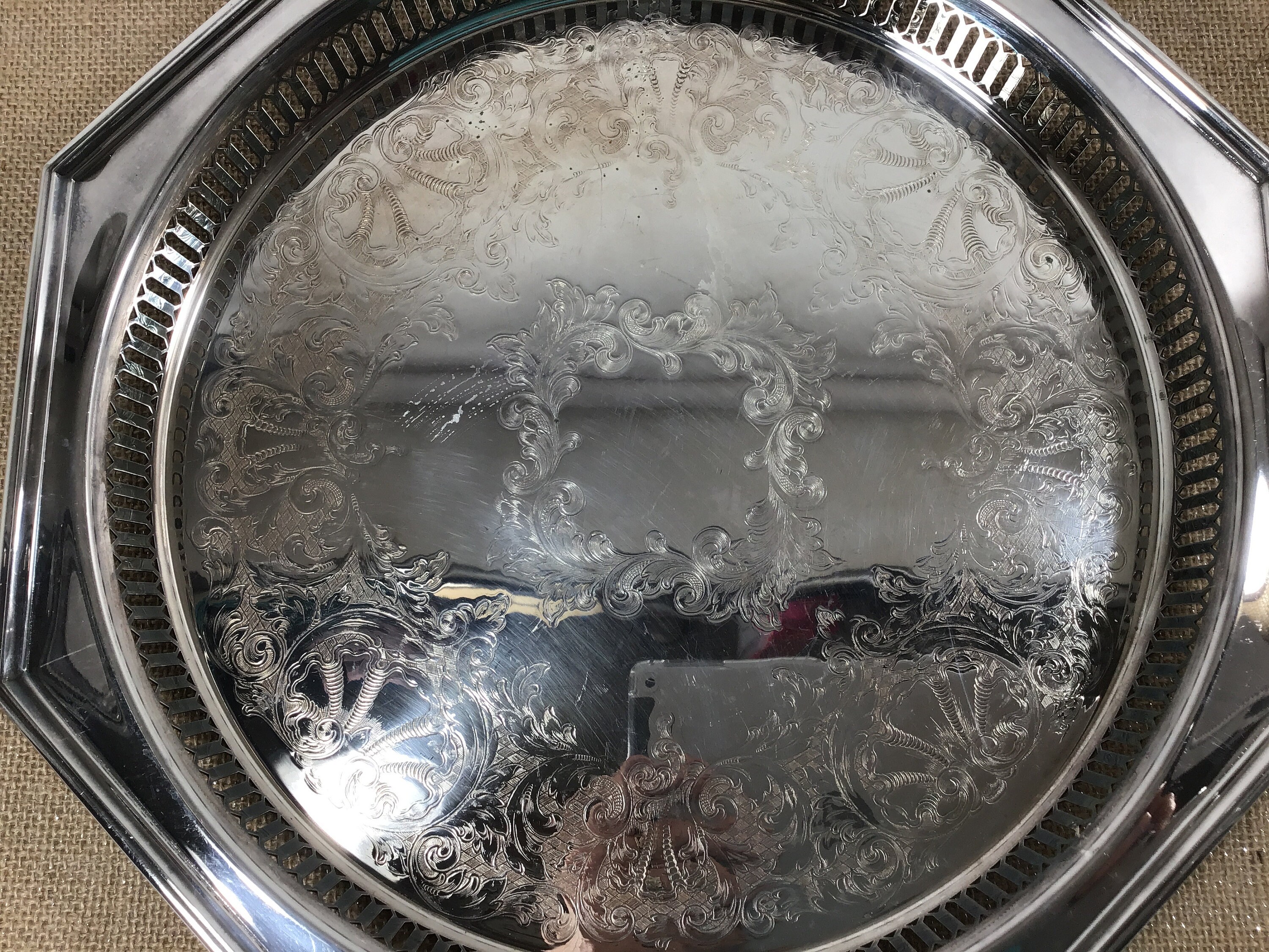 Wallace Silver-plate Tray 5007 Octagon Reticulated Round Tray | Etsy