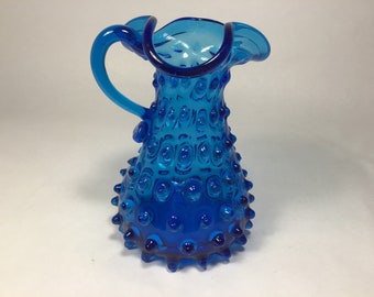 Fenton Blue Hobnail Pitcher - Etsy