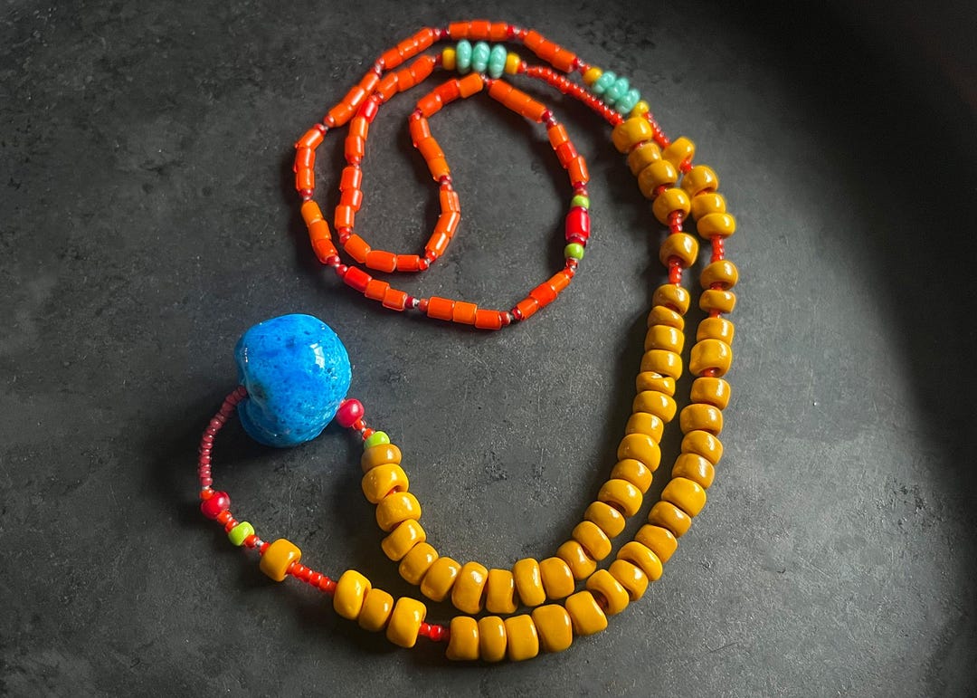 OOAK Fidget Necklace of Various Antique Venetian and Czech Beads With a ...