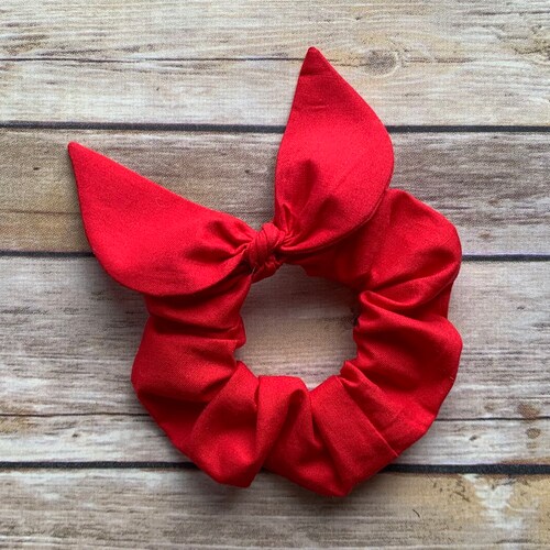 Solid Red Scrunchie With Bow/ Red Scrunchie/ Christmas - Etsy