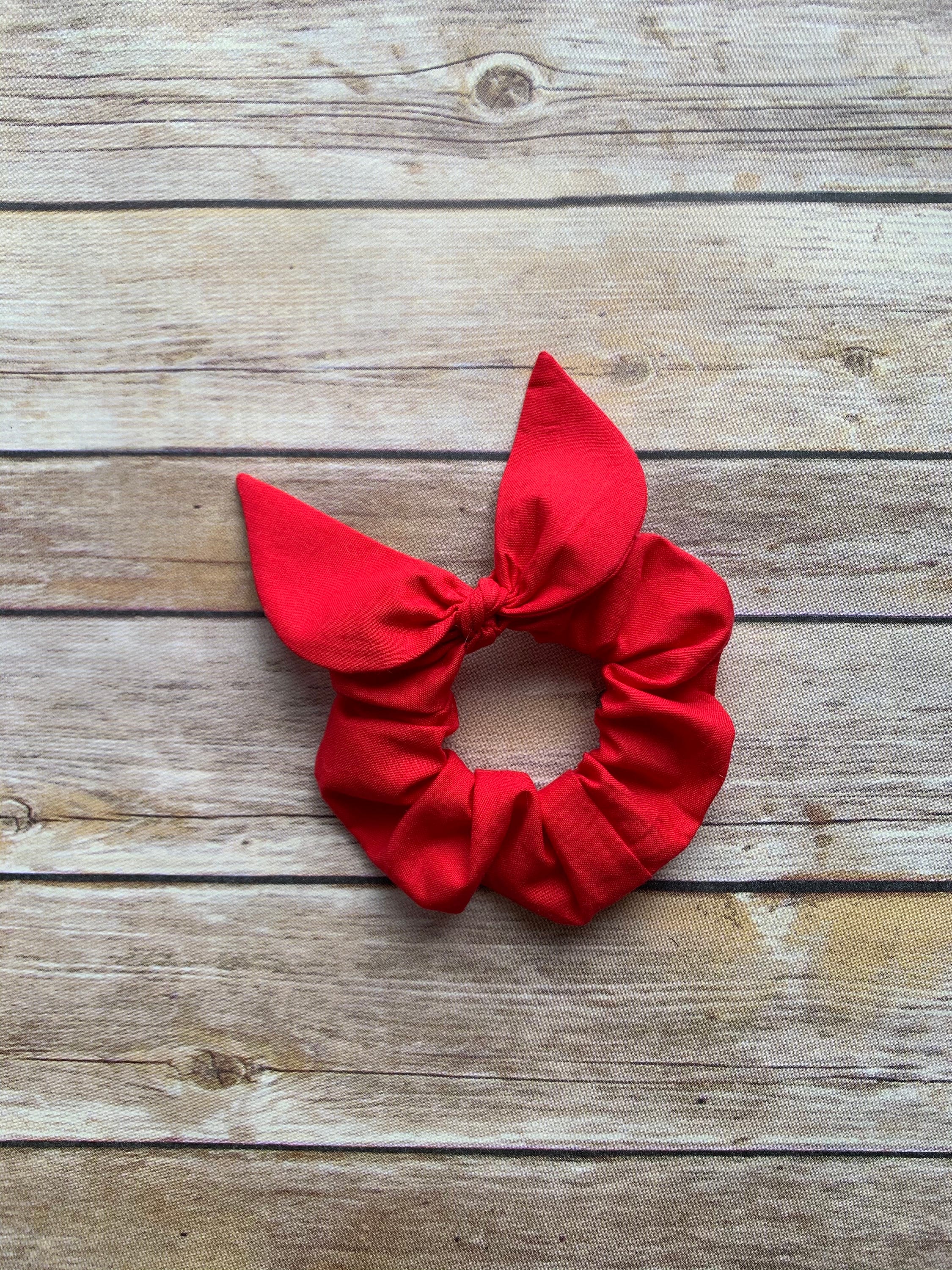 Solid Red Scrunchie With Bow/ Red Scrunchie/ Christmas - Etsy
