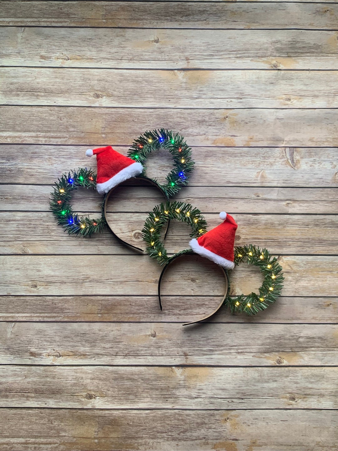 Christmas Disney Ears With Santa Hat/ Unisex Christmas Ears/ Wreath ...