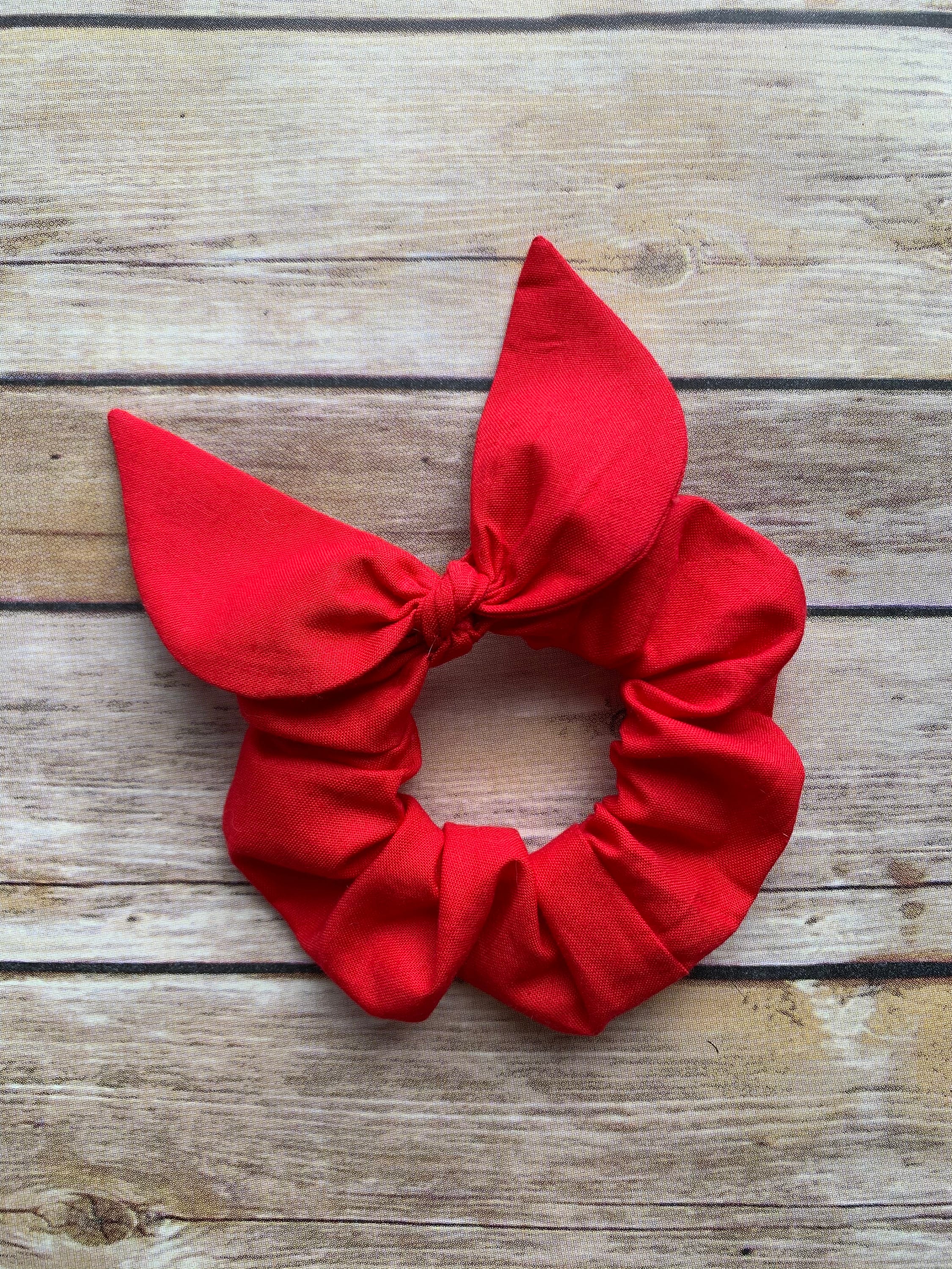 Solid Red Scrunchie With Bow/ Red Scrunchie/ Christmas - Etsy