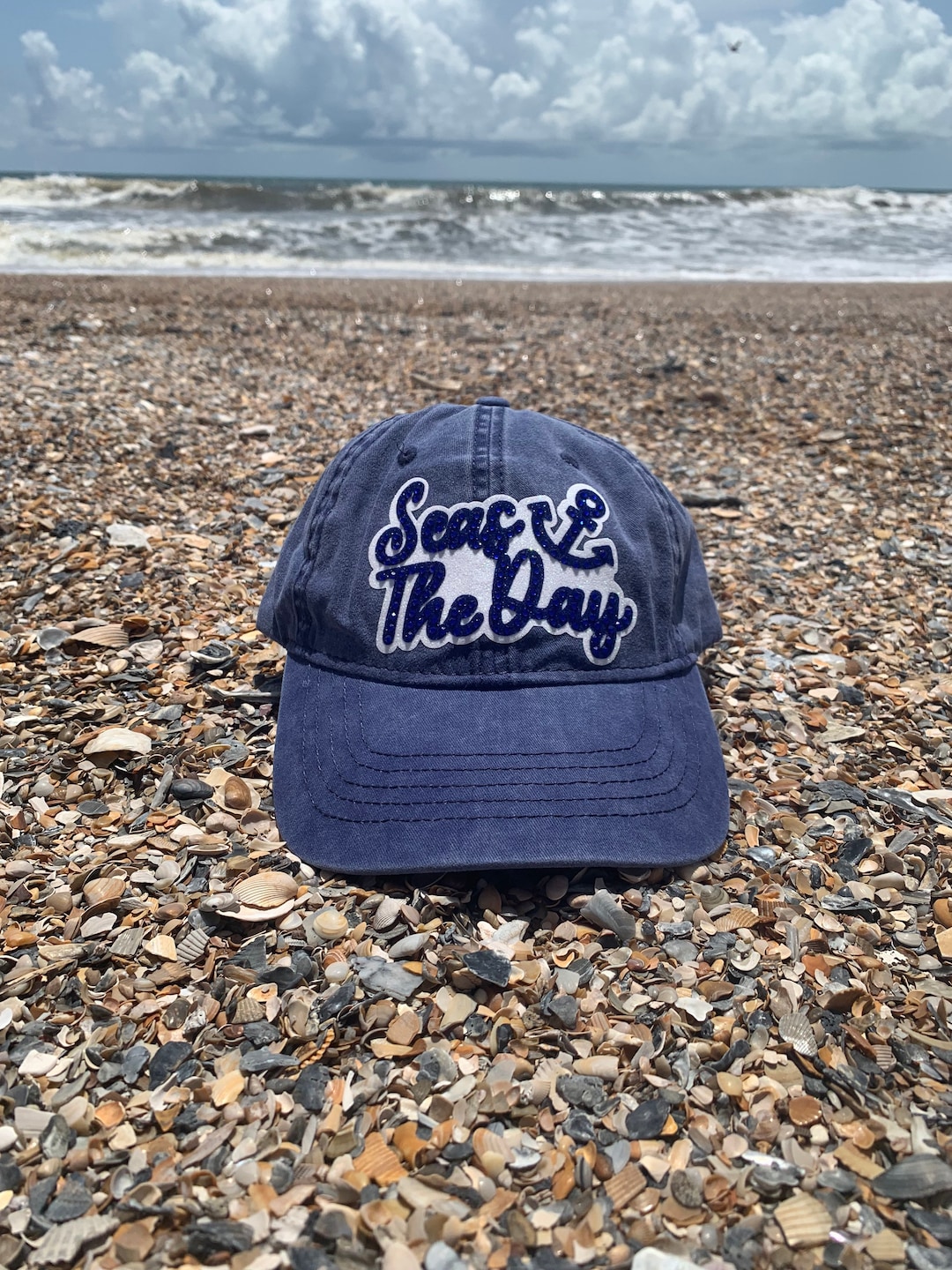 Seas the Day Royal Blue Rhinestone Blue Hat/ Beach Hat/ Rhinestone Hat ...