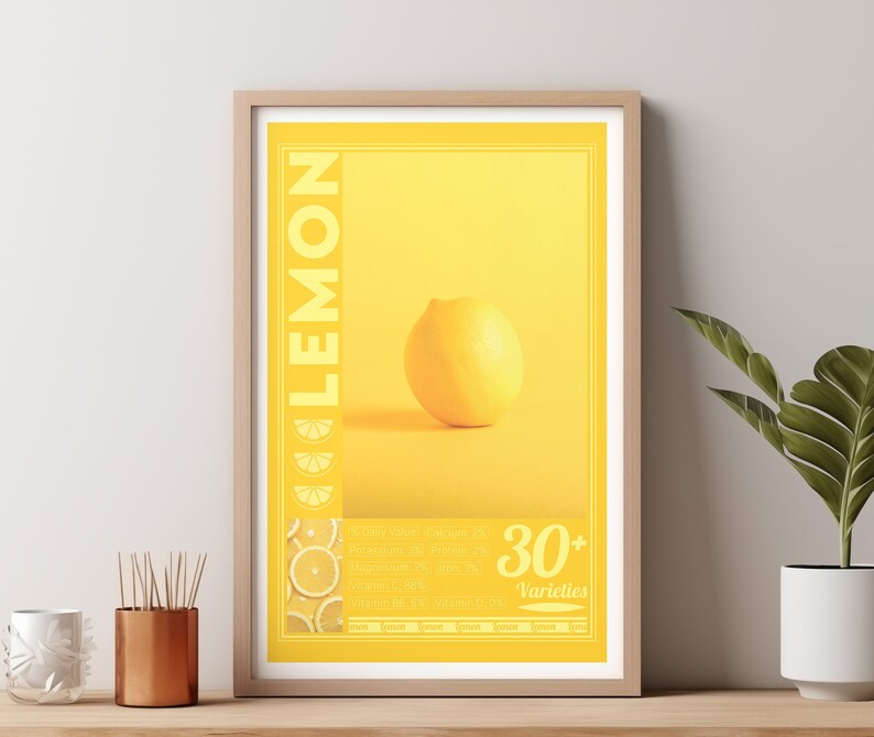 Lemon Art Prints, Wall Art, Bundle Set of 2 Prints, Fruit Poster Art ...