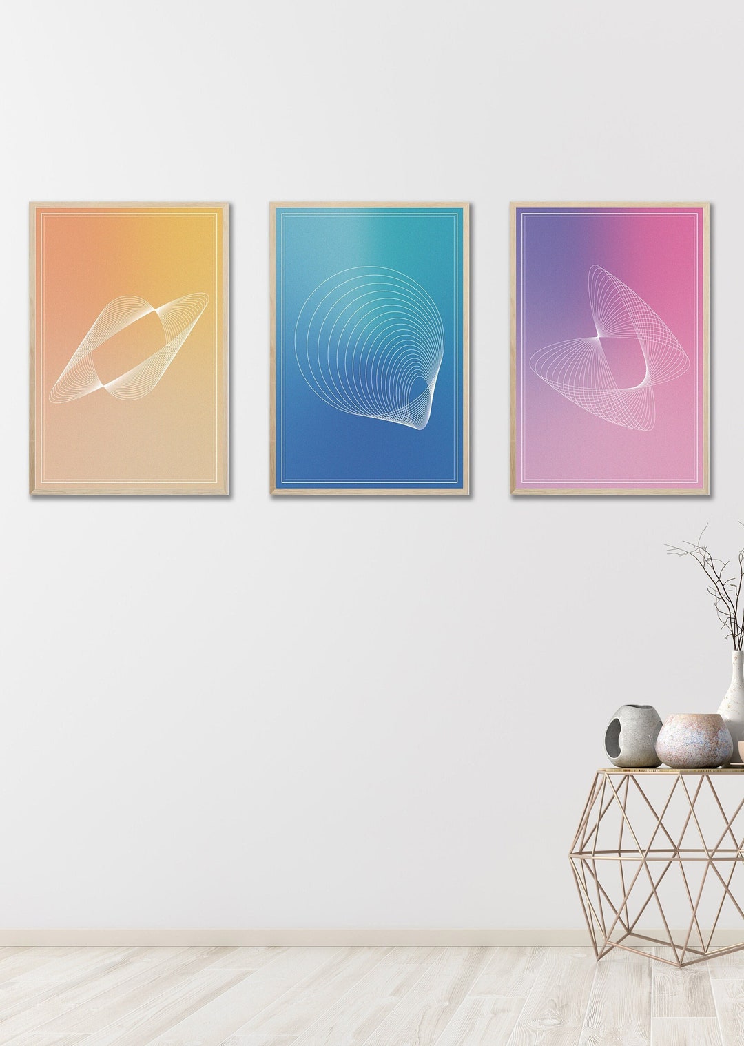 Modern Abstract Line Art, Set of 3, Printable Art Colourful Wall Art ...