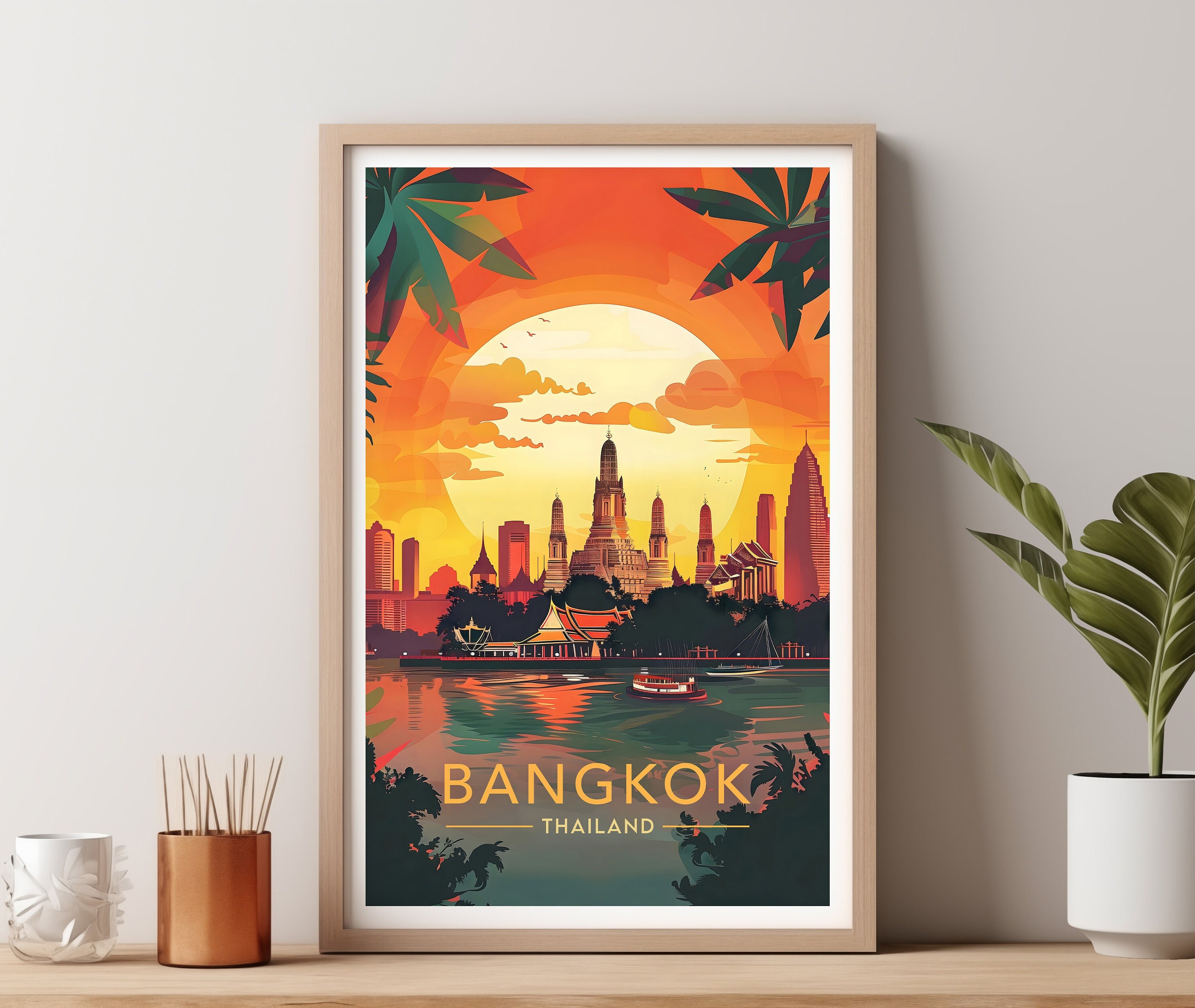 Bangkok Art Print, Wall Art, City Poster Art, Printable, Decor, Instant ...