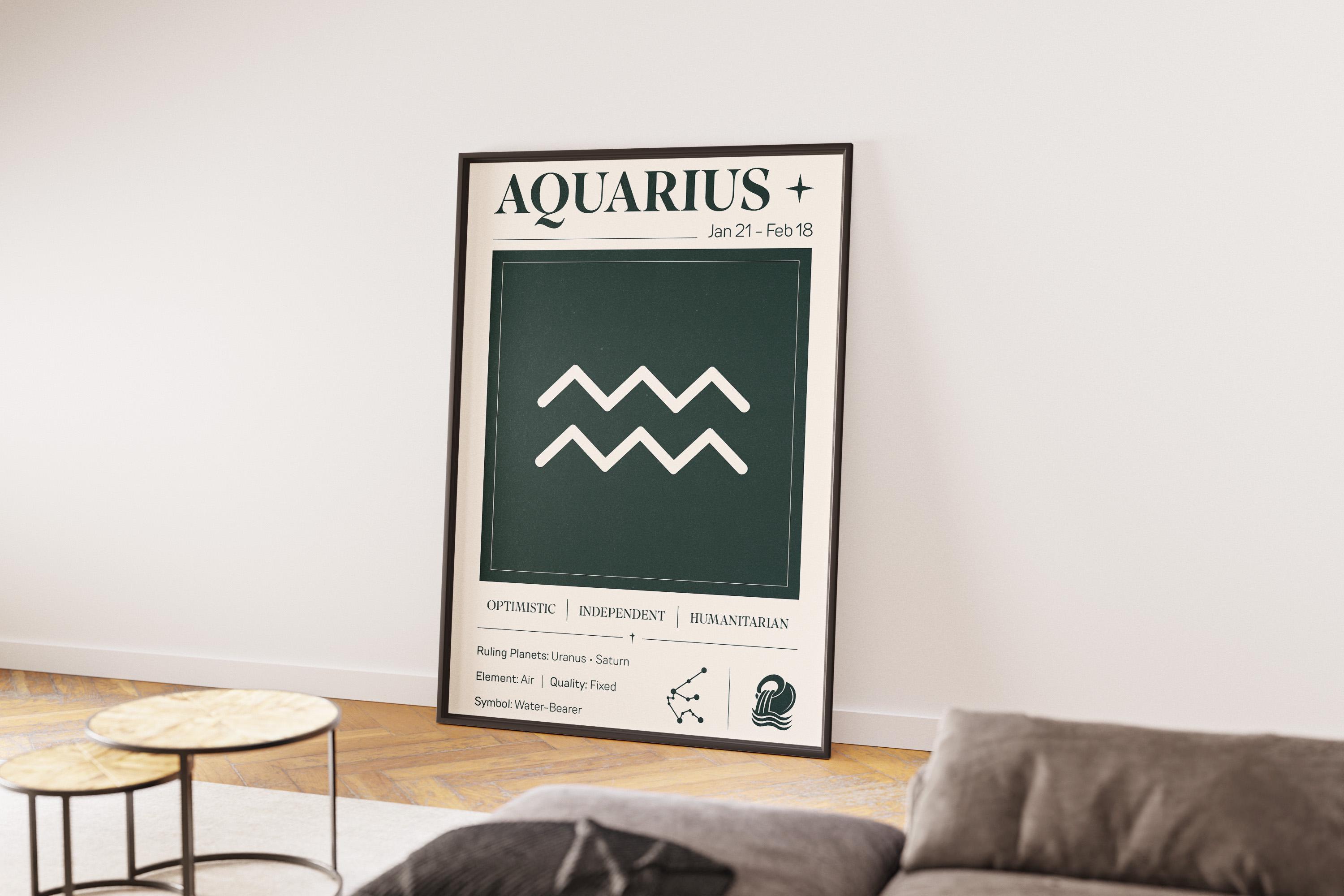 Aquarius Poster, Zodiac Poster, Astrology Sign, Printable Art ...