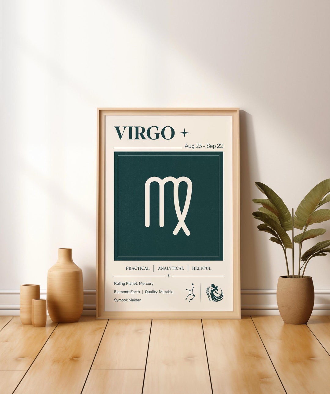 Virgo Poster, Zodiac Poster, Astrology Sign, Printable Art, Star Sign ...