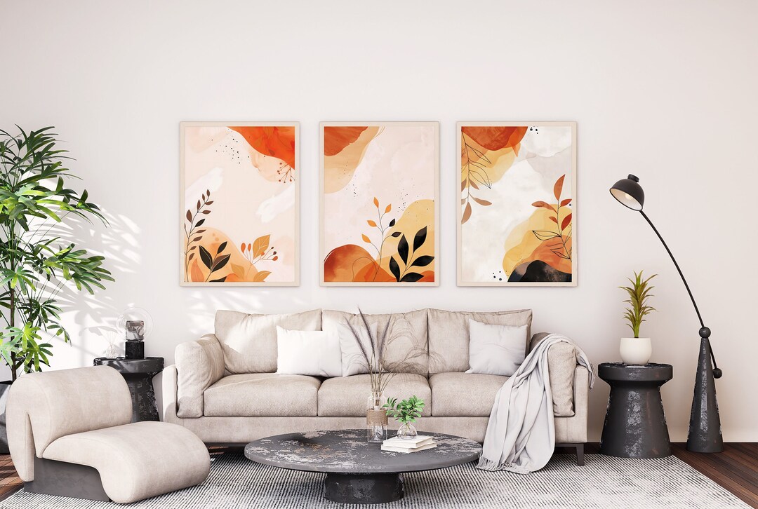 Boho Wall Art, Set of 3 Posters, Printable Art, Floral, Instant ...