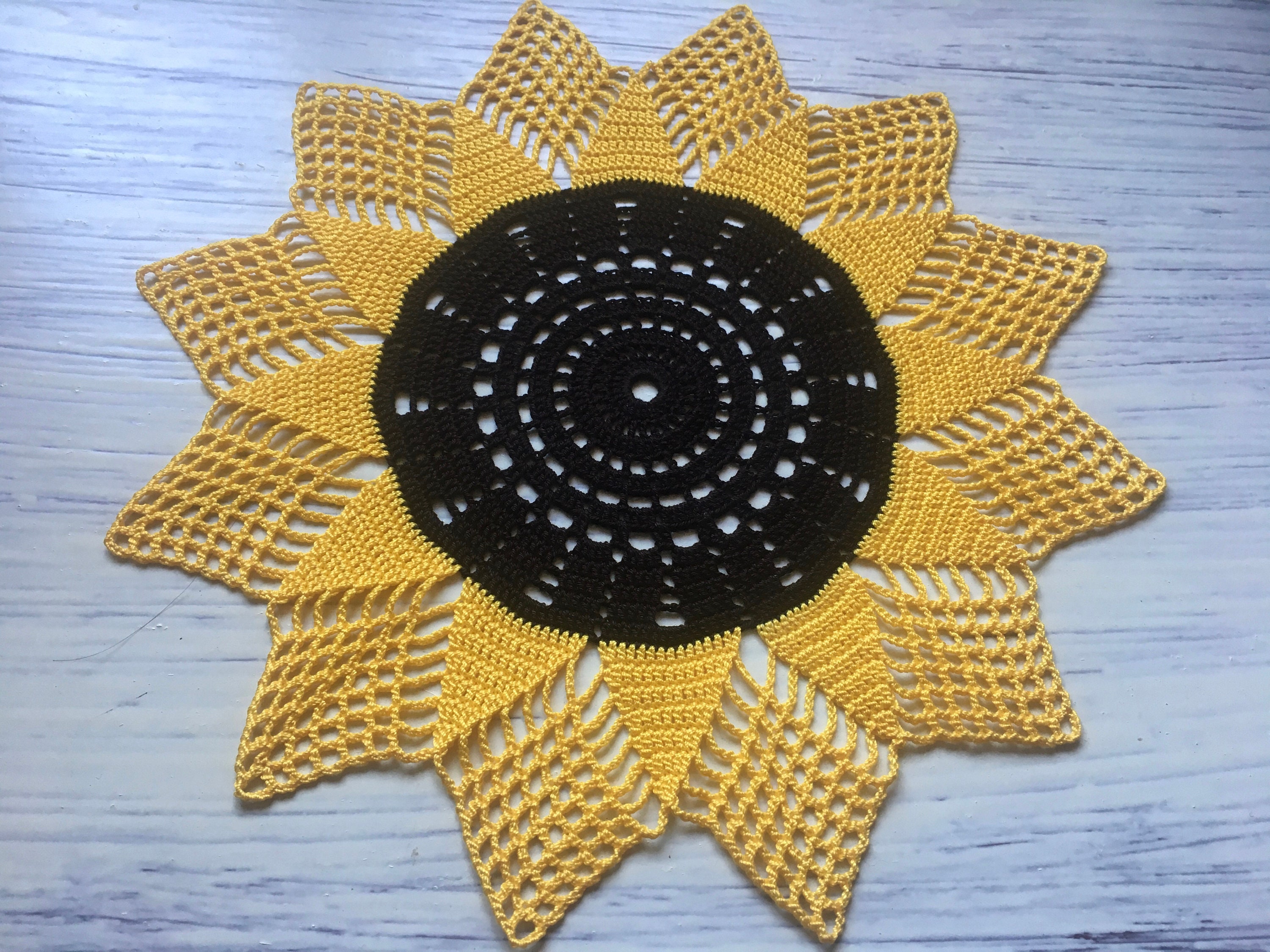 Sunflower Crochet Doily Pattern PDF Handcrafted Home Decor - Etsy