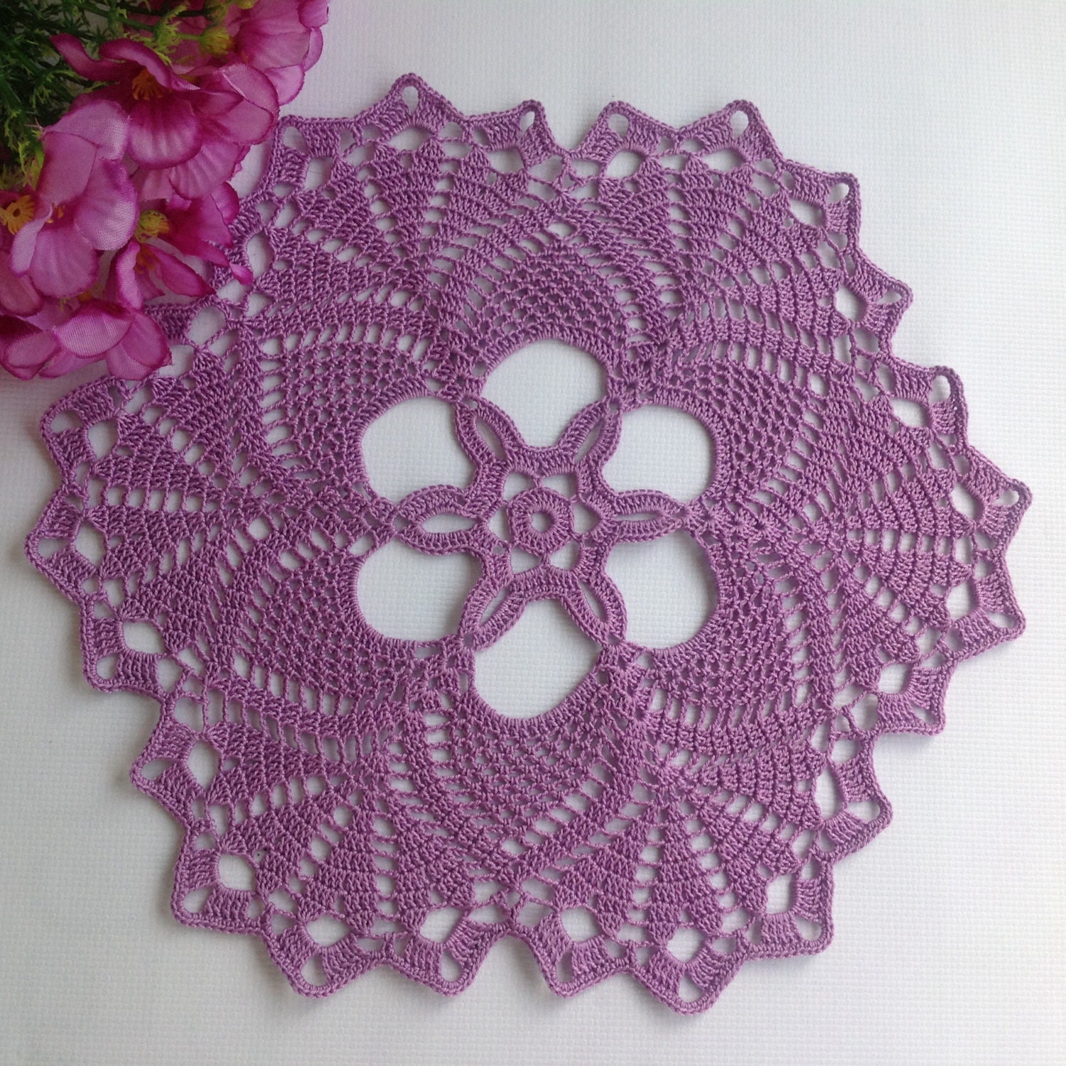Dark Pink Crochet Napkin Crochet Doily Handcrafted Home Decor | Etsy
