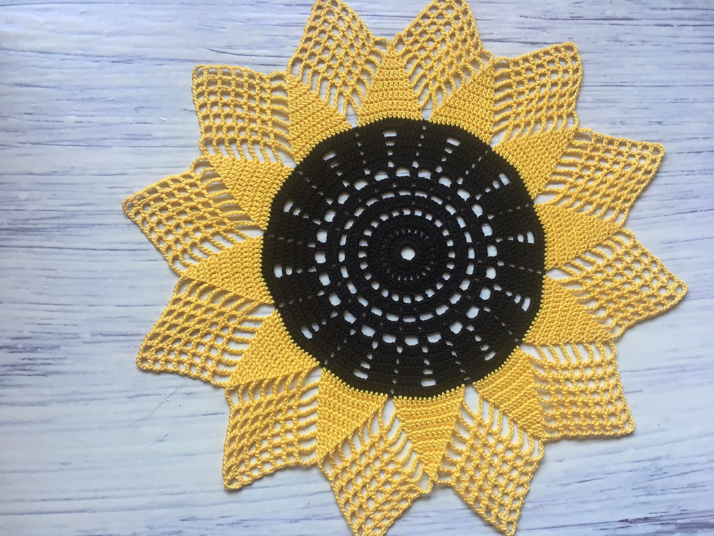 Sunflower Crochet Doily Pattern PDF Handcrafted Home Decor - Etsy