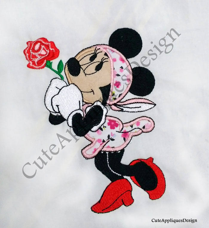 Minnie Mouse Hold a Rose Appliques 4 Sizes Design No 1156 - Etsy