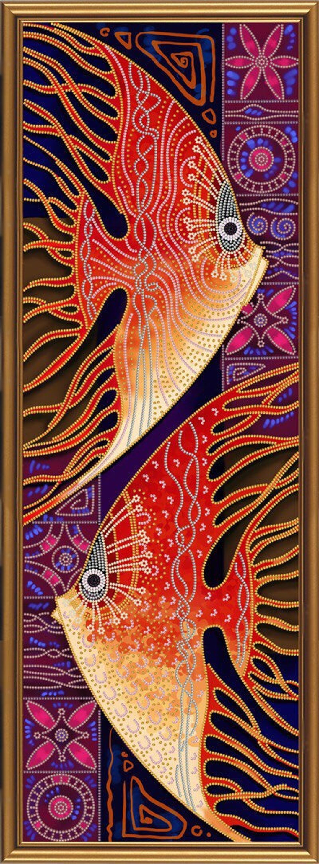 A Couple of Fish . Kit for Beads Embroidery Over the Fabric With ...