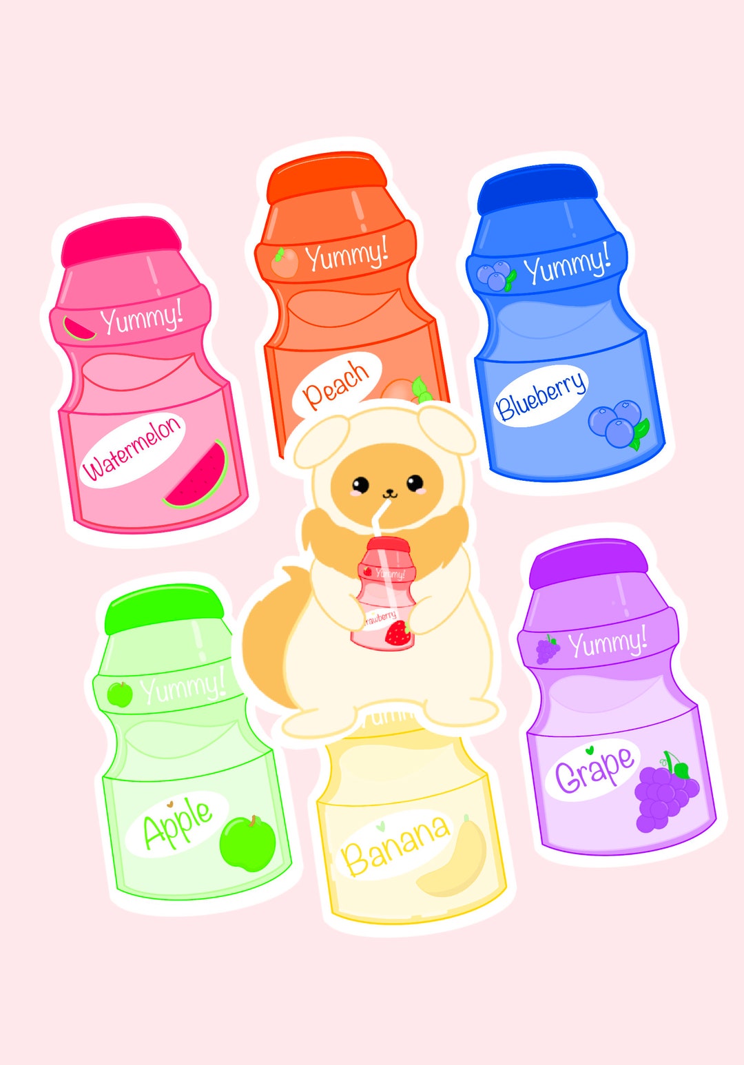 Little P’s Fruity Drink Sticker Pack - Etsy