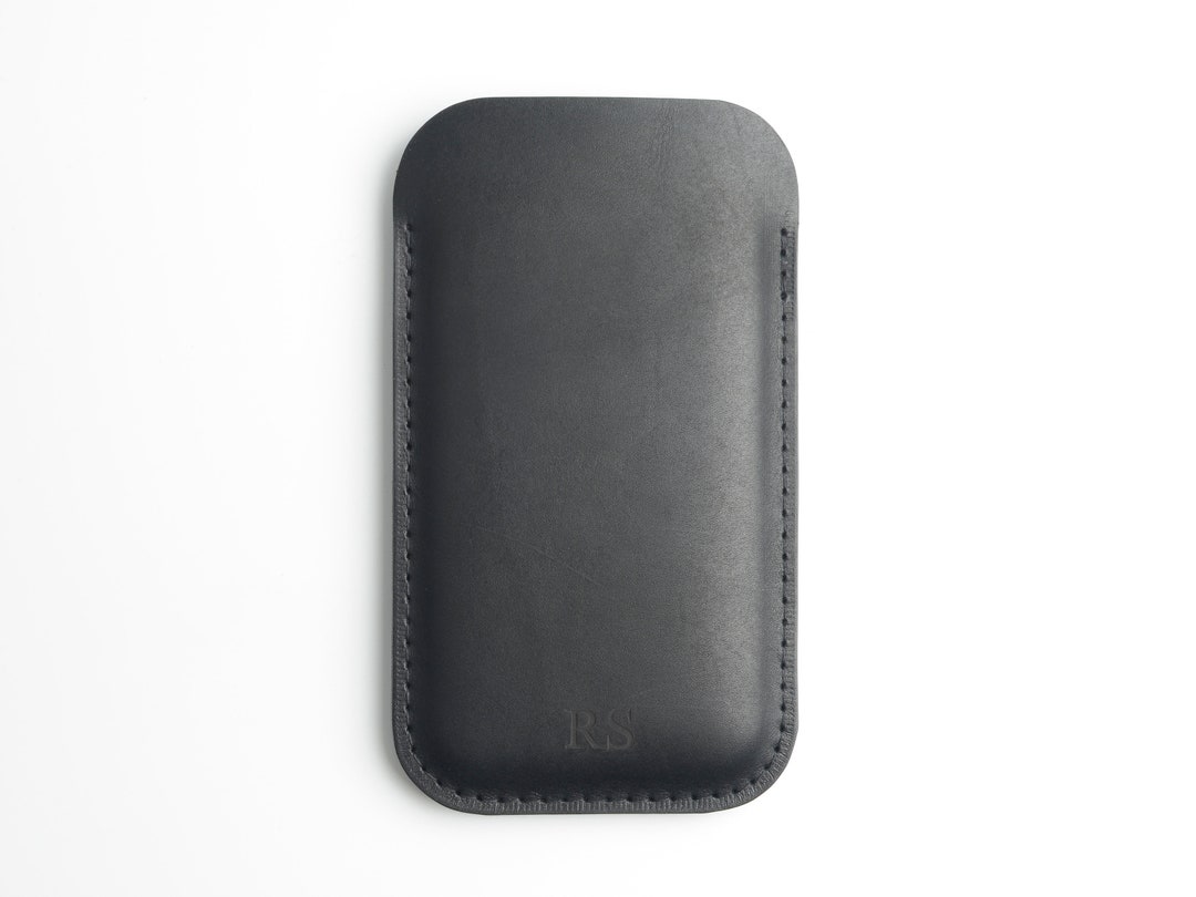 Personalised Slim Black Leather Smartphone Case, Leather iPhone Case ...