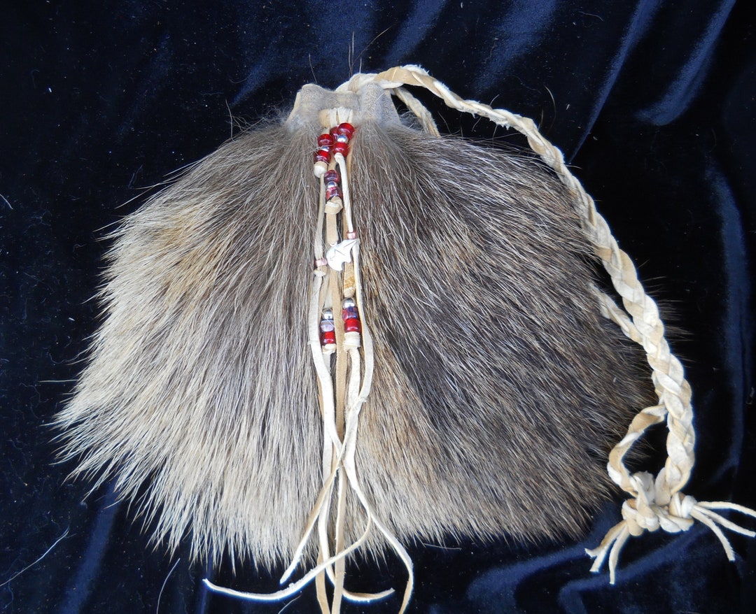 Drawstring Pouch Primitive Fur elk With Brain Tan Leather - Etsy