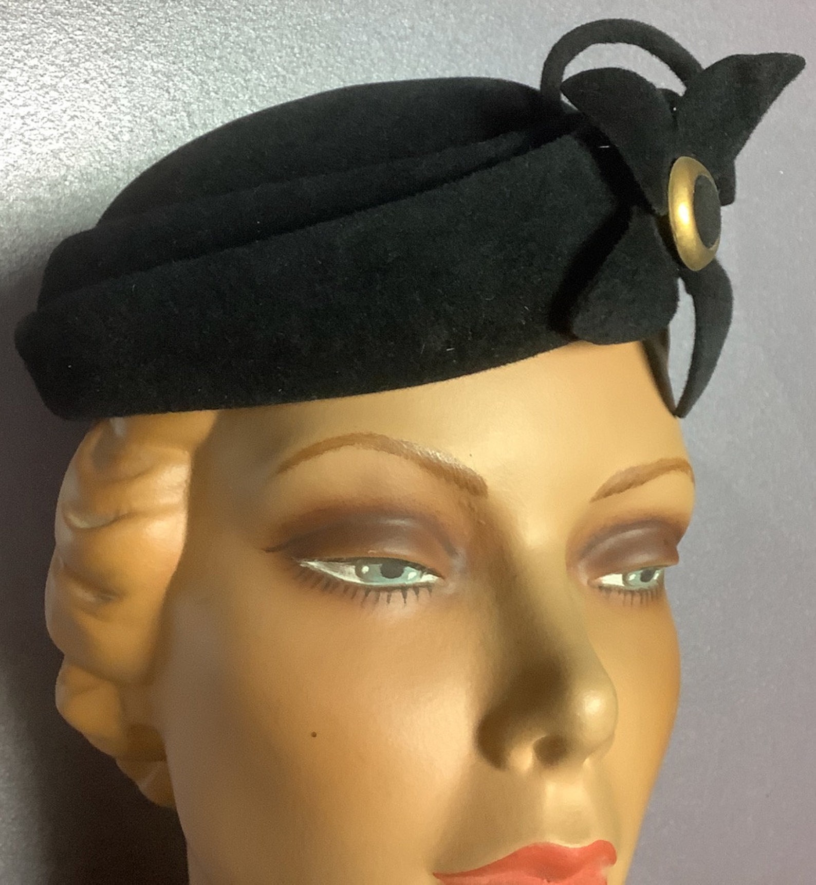 Vintage 1950s Ladies Black Hat With Flower - Etsy