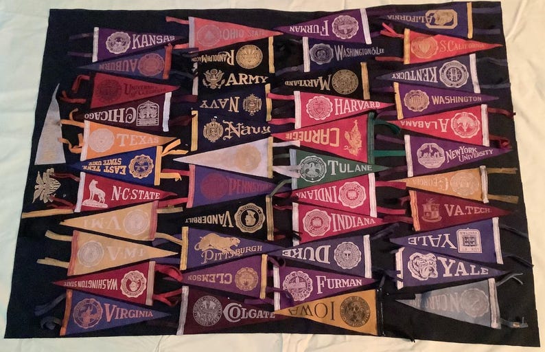 Vintage 1940s Felt College- University Pennants - Etsy