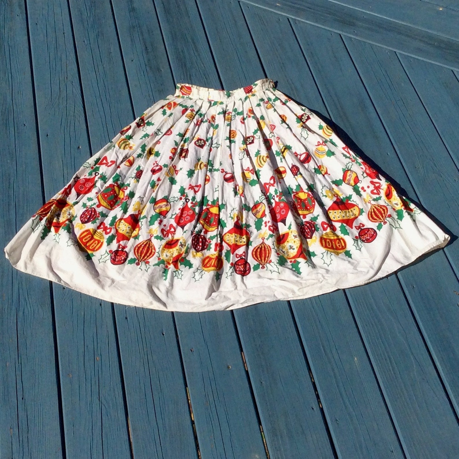Vintage 1950s Border Print Christmas Skirt - Etsy