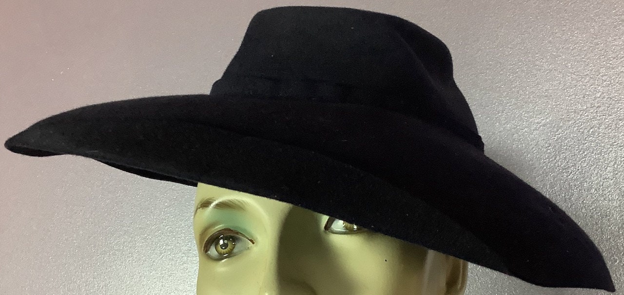 Vintage 1940s Ladies Black Hat With Brim - Etsy