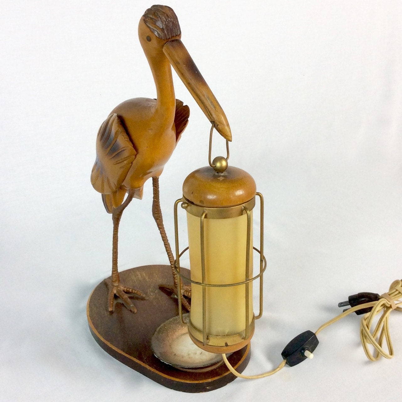 Vintage 1950s Wooden Stork Table Lamp - Etsy New Zealand