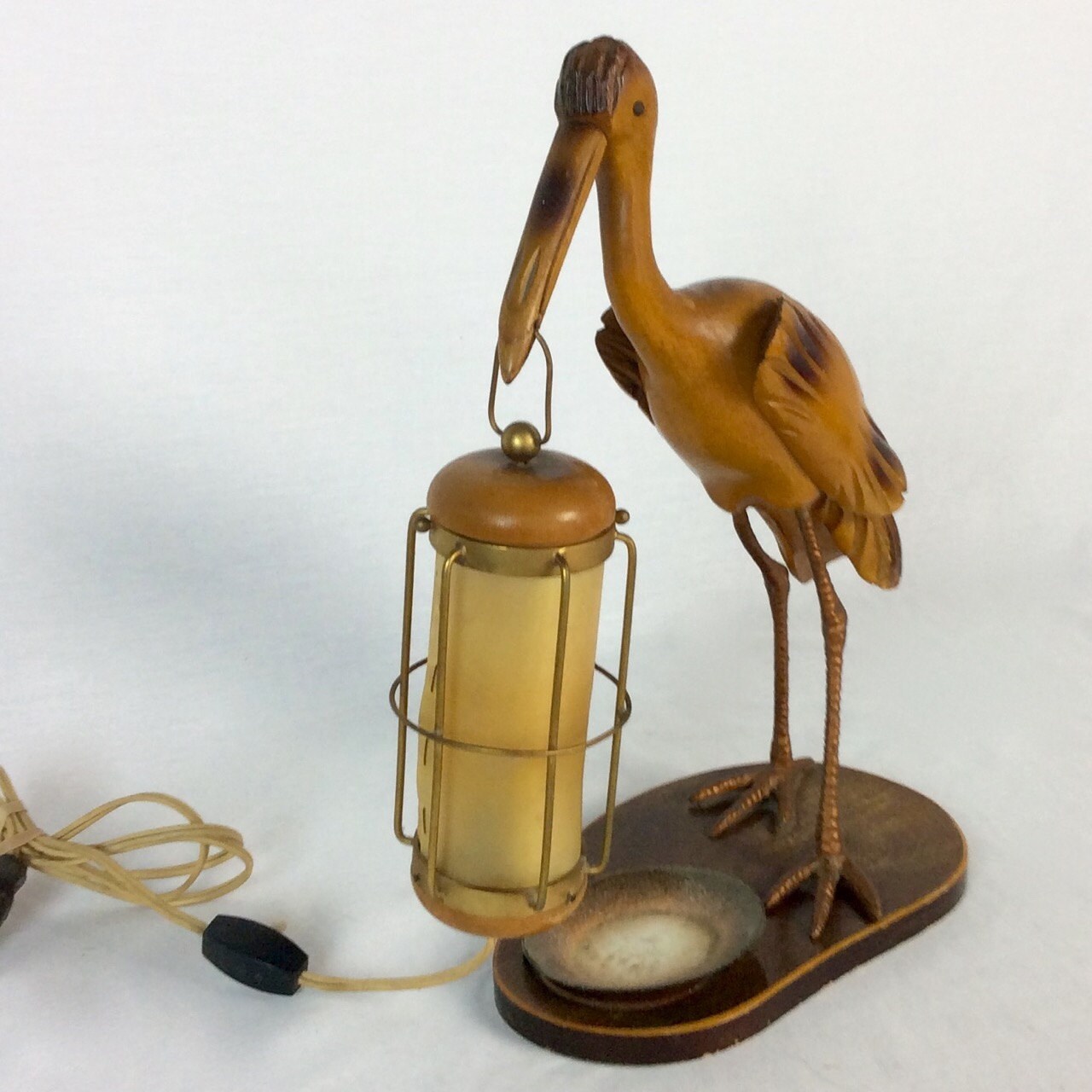 Vintage 1950s Wooden Stork Table Lamp - Etsy New Zealand