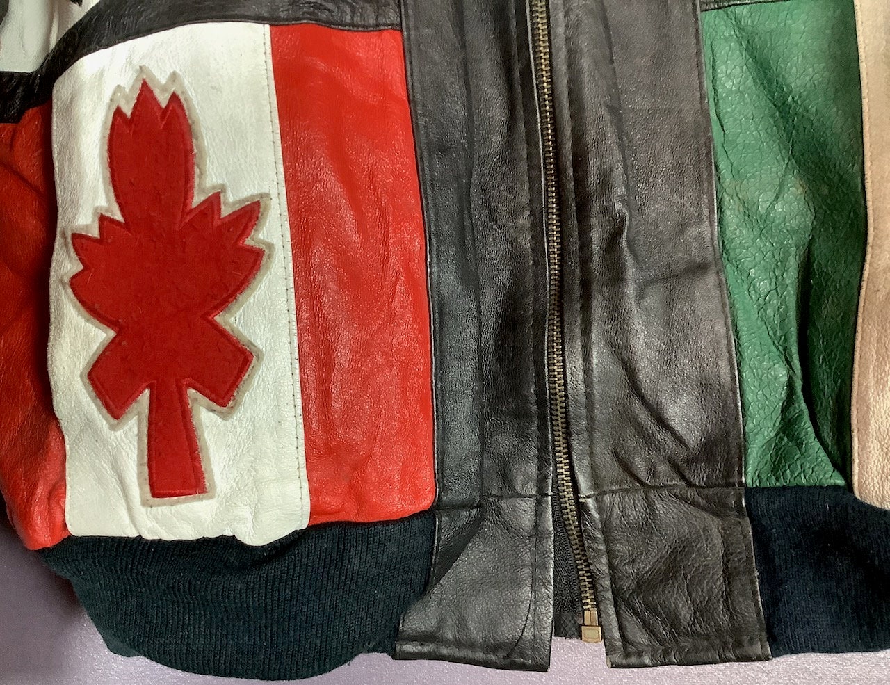 Vintage 1990s Phase 3 Leather Bomber Style Jacket With International ...