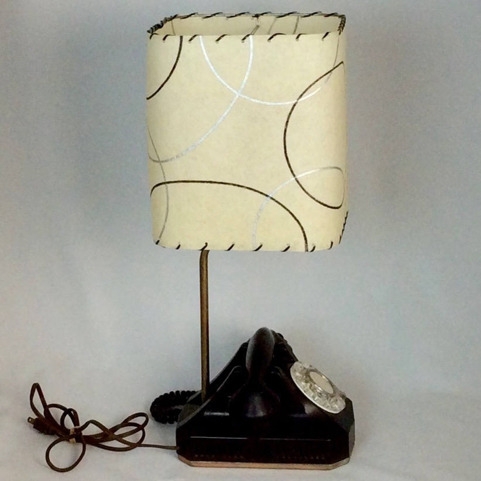 Vintage 1950s Telephone Lamp With Fiberglass Lampshade - Etsy