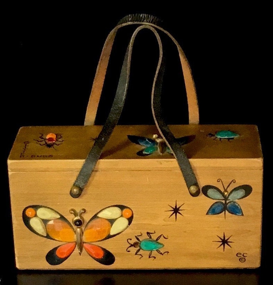Vintage 1960s Enid Collins Glitter Bugs Wooden Box Handbag - Etsy