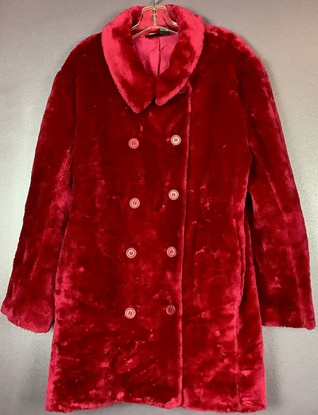 Vintage 1990s Virginia Slims V Wear Red Faux Fur Coat - Etsy