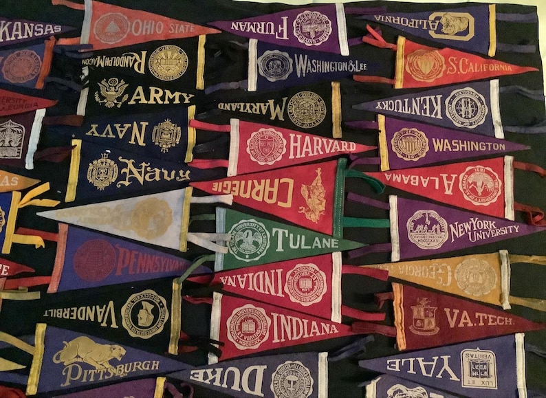 Vintage 1940s Felt College- University Pennants - Etsy