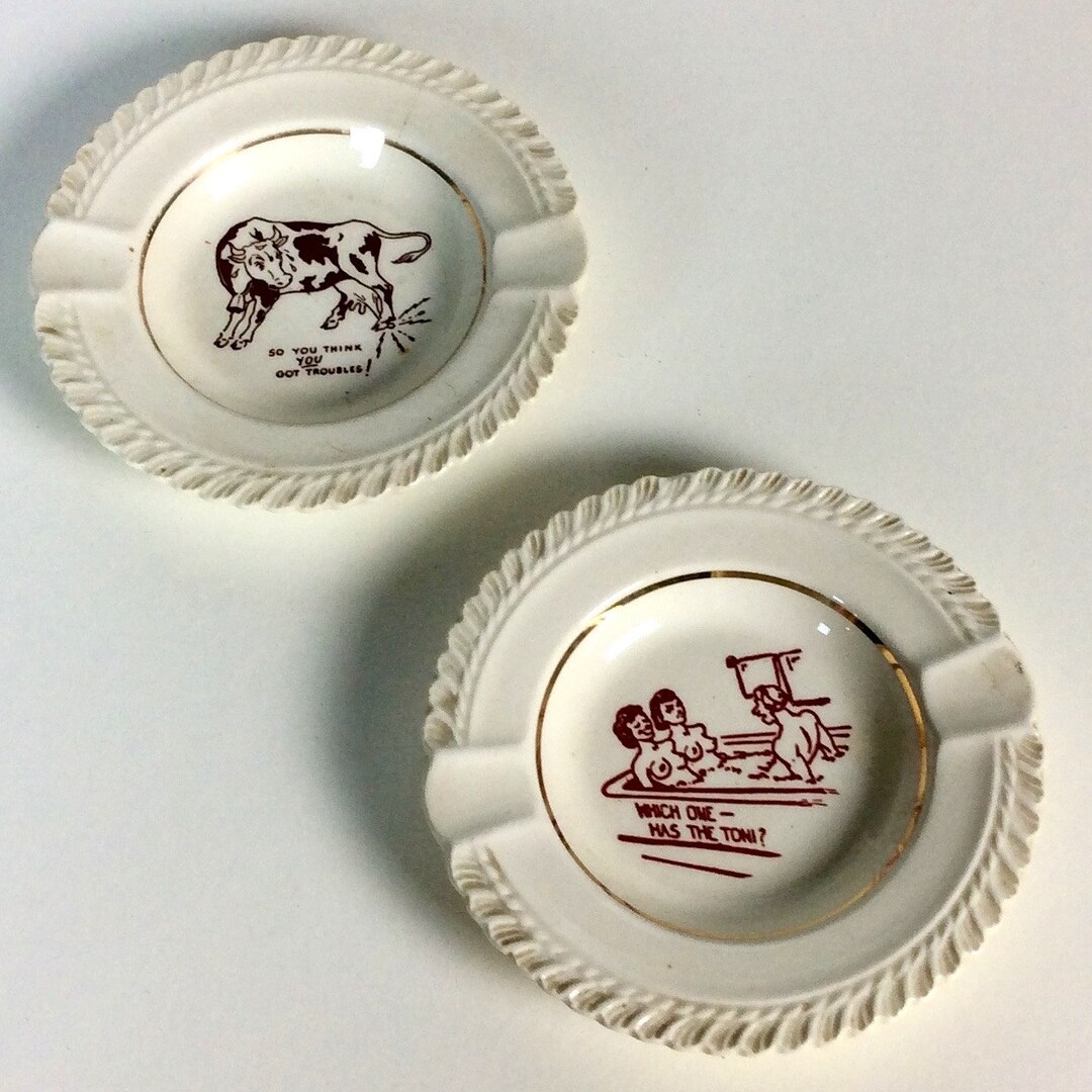 Vintage 1950s Naughty- Risqué Ashtrays - Etsy