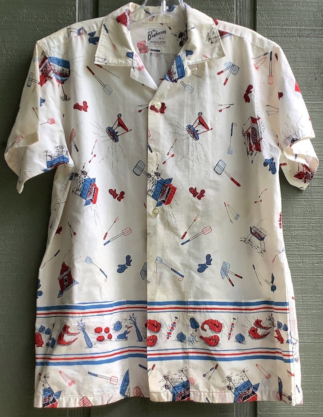 Vintage 1950s Border Print the Barbecuer Men’s Shirt - Etsy
